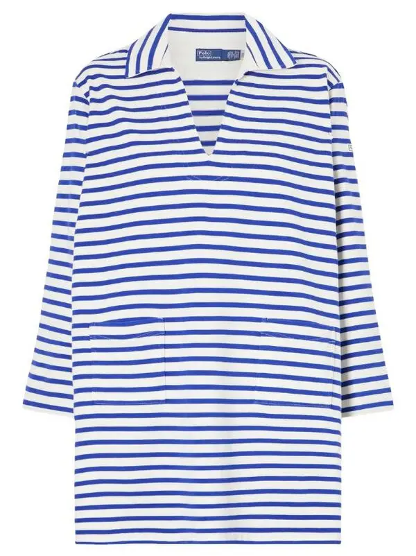 Polo Ralph Lauren Striped Cotton-jersey Mini Dress - Blue