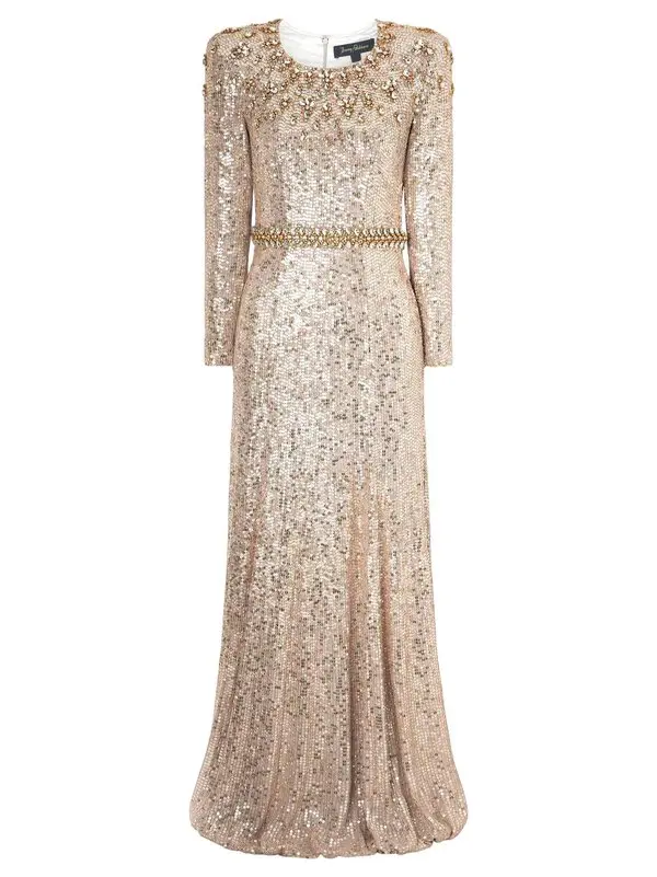 Jenny Packham Georgia Sequined Gown - Gold