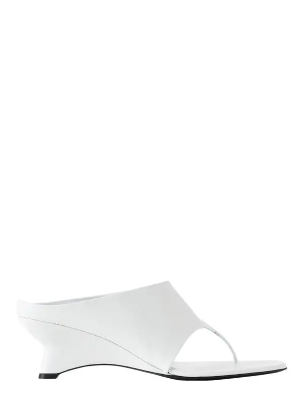 Khaite Marlow Leather Wedge Mules - White