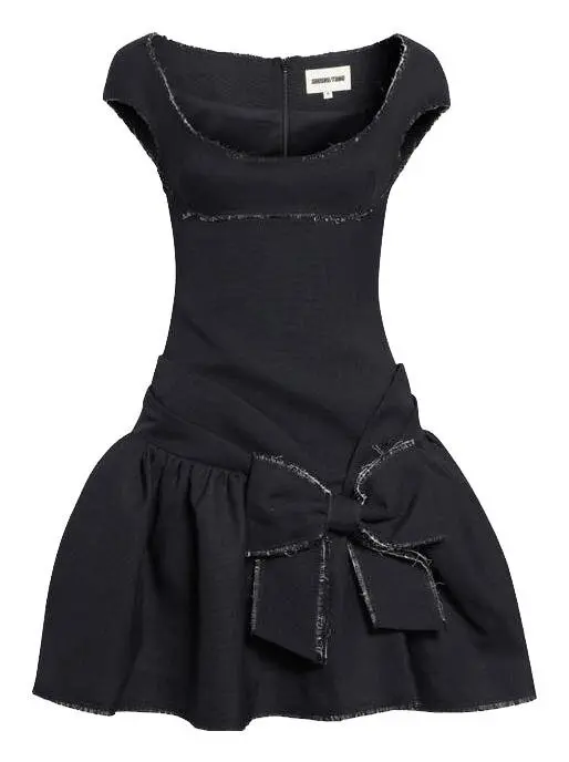 SHUSHU/TONG Tweed Bow Minidress - Navy Blue