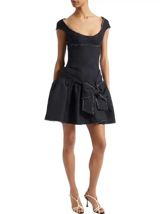 SHUSHU/TONG Tweed Bow Minidress - Navy Blue