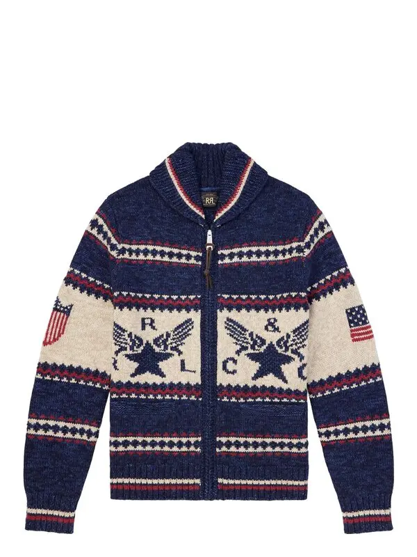 Ralph Lauren Shawl-collar Jacquard Cardigan - Blue