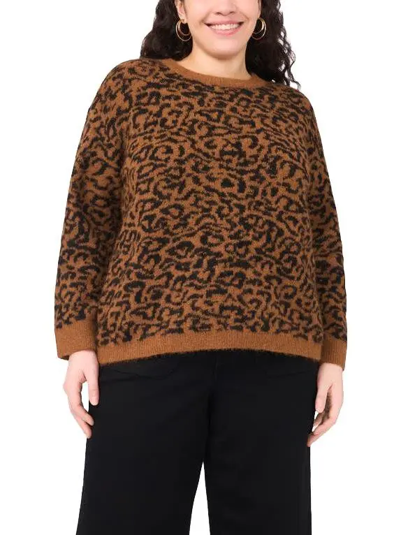 Vince Camuto Leopard Jacquard Sweater - Toasted Coconut