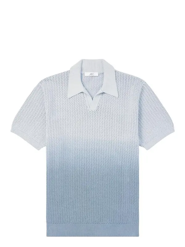 Mr P. Open-collar Knitted Organic Cotton Polo Shirt - Blue