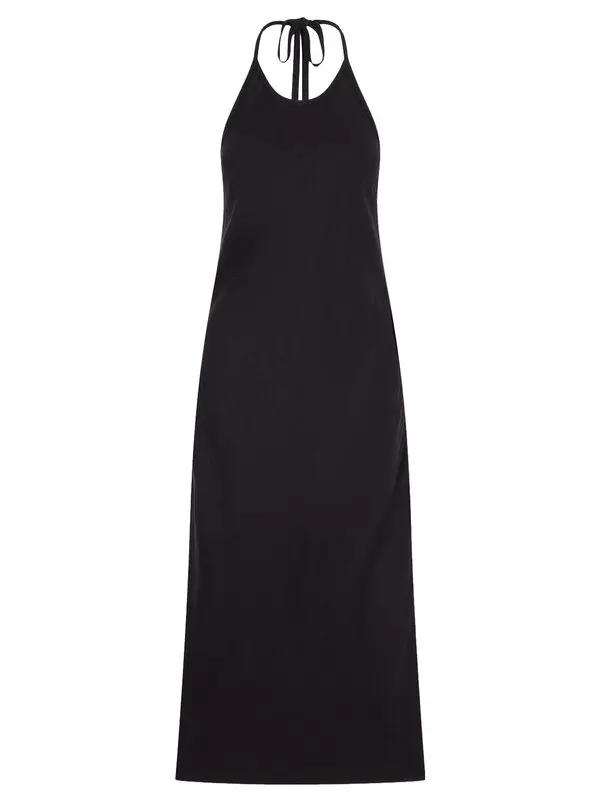 JAMES PERSE Linen Halterneck Midi Dress - Black