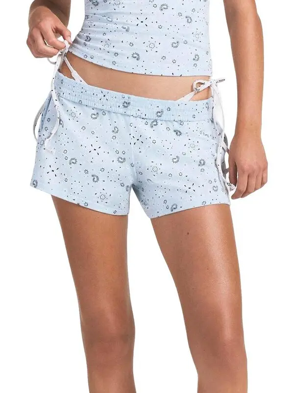 SKIMS Stretch Cotton Jersey Shorts - Powder Blue Bandana