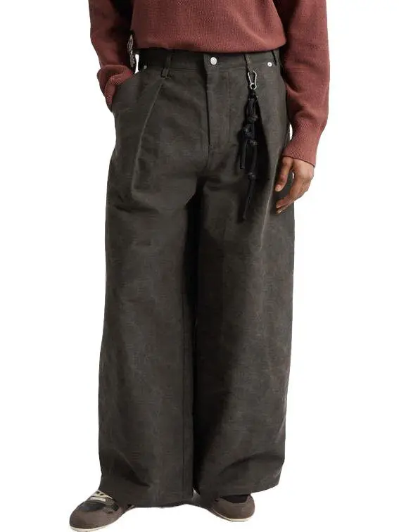 SONG FOR THE MUTE Superbaggy Cotton Moleskin Wide Leg Pants - Black