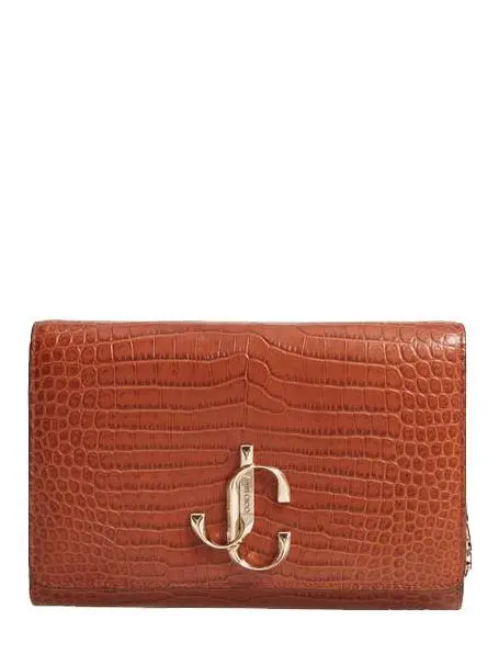JIMMY CHOO Varenne Croc Embossed Leather Clutch - Cuoio