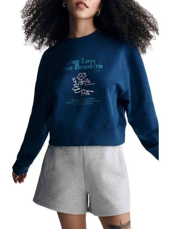 Brooklyn Industries Graphic Fleece Sweatshirt - Navy Peony