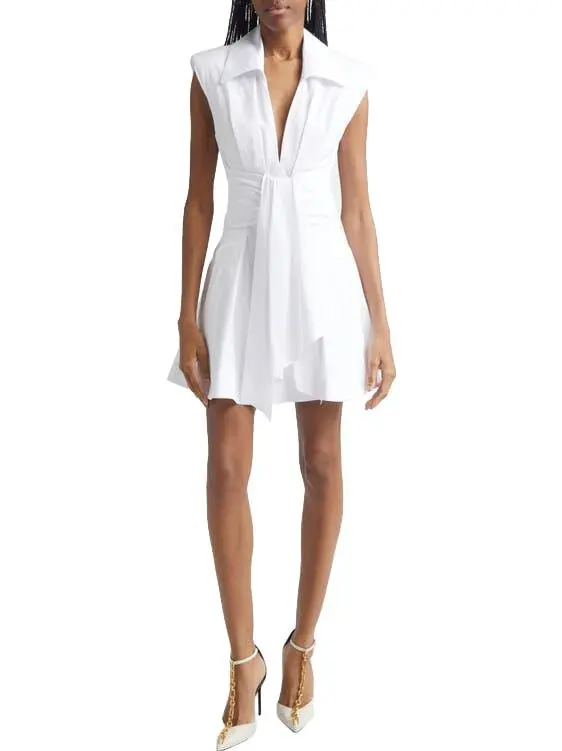 Balmain Sleeveless Cotton Mini Shirtdress - 0fb Optical White