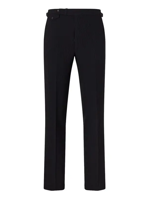 J. MUESER Waverly Straight-leg Wool Seersucker Suit Trousers - Black