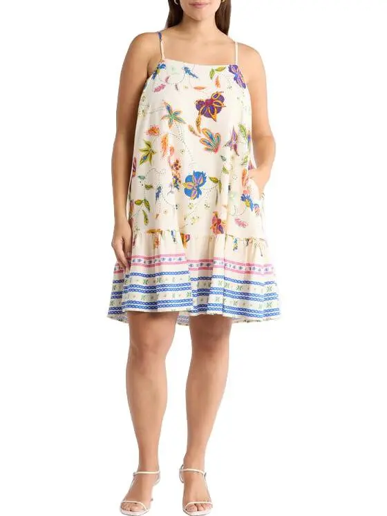 SUGARLIPS Miraflor Jenny Shift Mini Dress - Ivory-multi