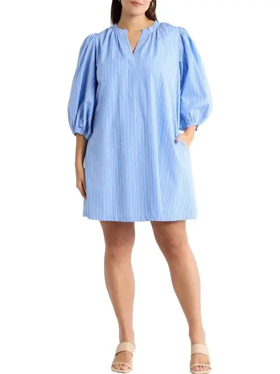 SUGARLIPS Malaga Victoria Striped Shift Mini Dress - Blue-white