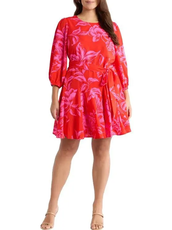 SUGARLIPS Darline Floral Collins Godet Mini Dress - Red-pink-combo