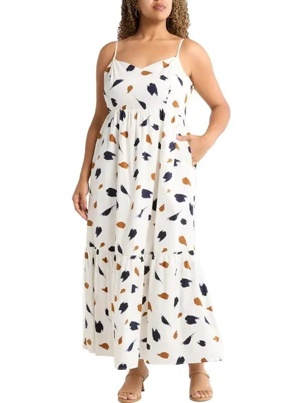 SUGARLIPS Brush Cabana Flowy Maxi Dress - Navy-multi