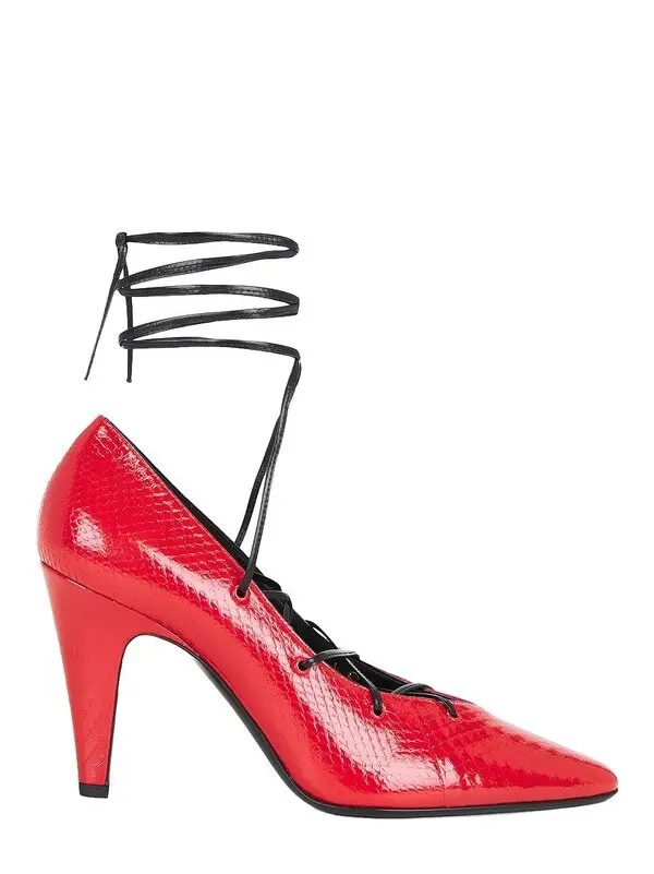 Alaïa Lace-up Snake Embossed Pumps - Orange Brule