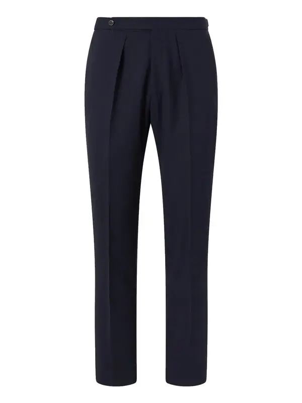DRAKE'S Straight-leg Pleated Virgin Wool Suit Trousers - Blue