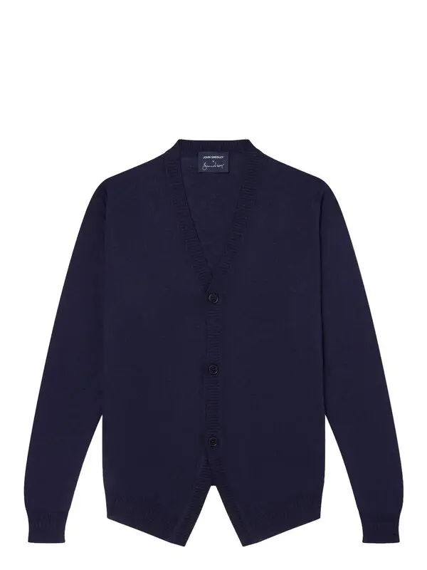 John Smedley Bill Nighy Merino Wool Cardigan - Blue