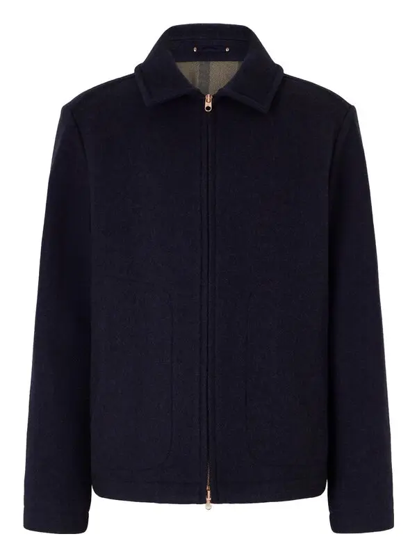 Private White V.c. Civvy Merino Wool And Cashmere-blend Jacket - Blue