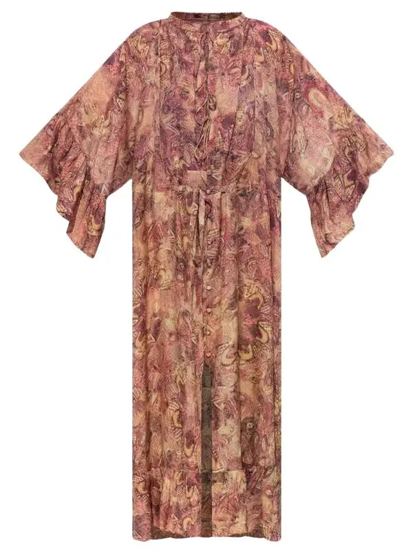 Isabel Marant Graphic-print Ruffled Dress - Pink