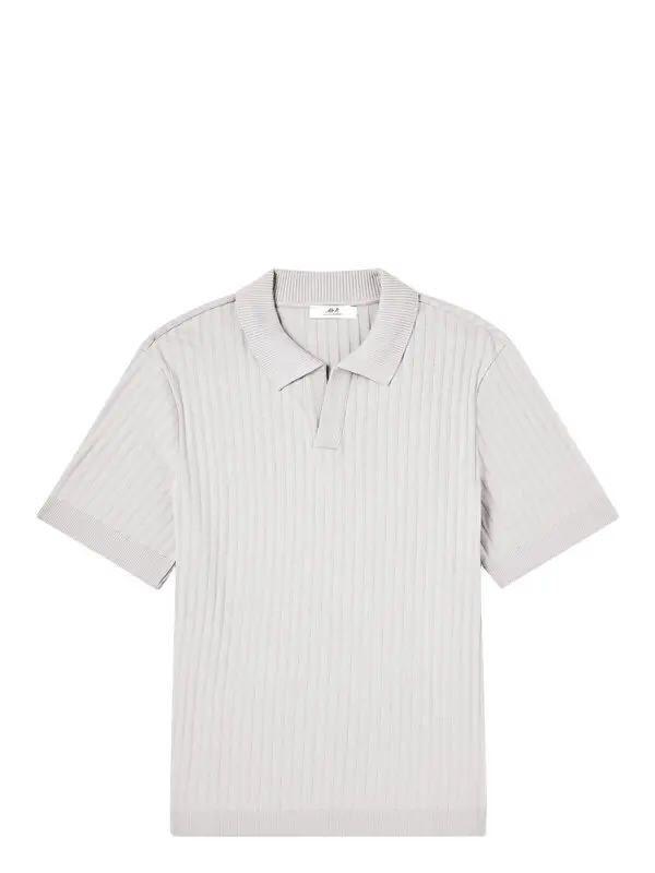 Mr P. Knitted Cotton Polo Shirt - Gray
