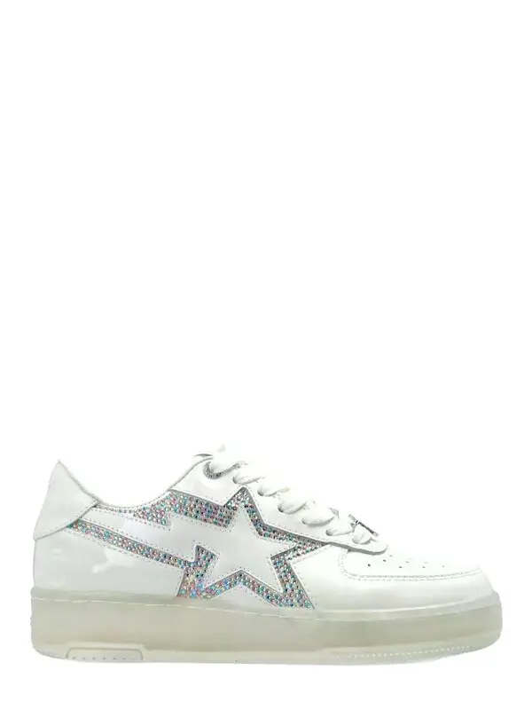 A BATHING APE Crystal-embellished Sta Sneakers - White