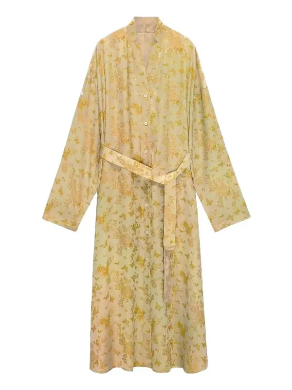 Shanghai Tang Tang Jacquard Silk Coat - Neutrals