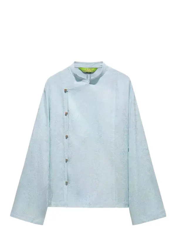 Shanghai Tang Jacquard-effect Blouse - Blue