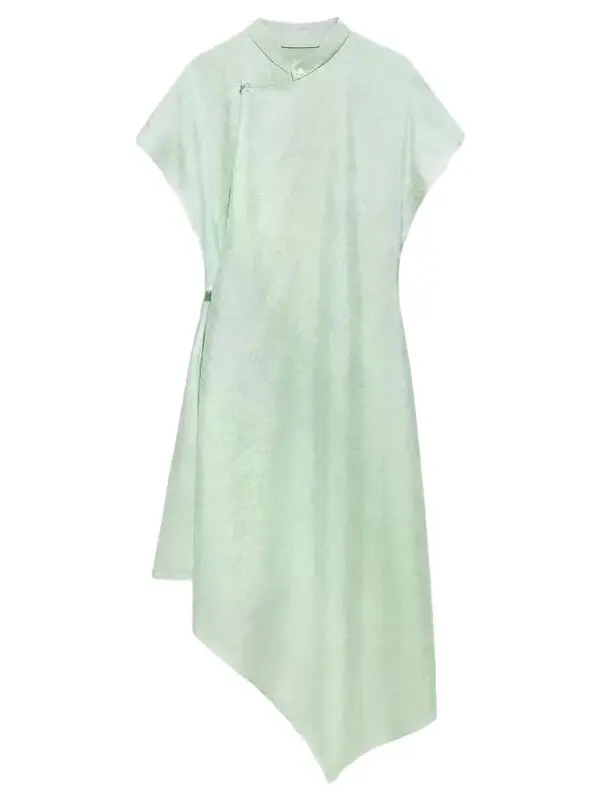 Shanghai Tang Tang Jacquard Asymmetric Dress - Green