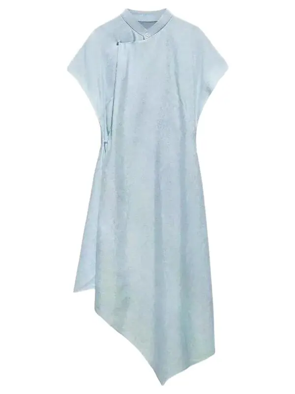 Shanghai Tang Jacquard Asymmetric Dress - Blue
