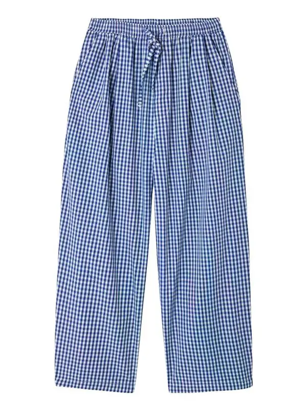 American Vintage Gingham Palazzo Pants - Blue