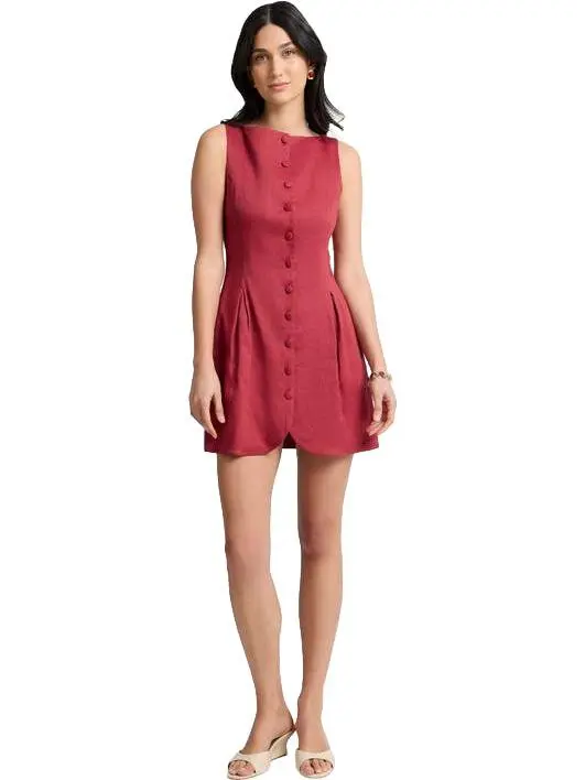 Onia Boatneck Button-front Dress - Crimson