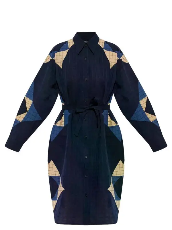 A.p.c. Patchwork Shirt Dress - Blue