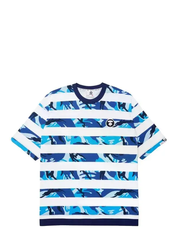 AAPE BY *A BATHING APE Moonface Camo-striped T-shirt - Blue