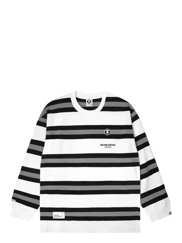 AAPE BY *A BATHING APE Moonface Striped Long-sleeve T-shirt - White