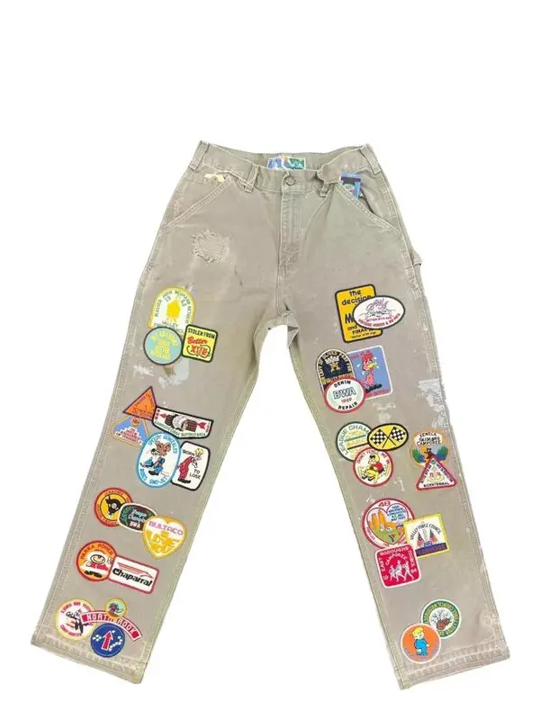 BETTER WITH AGE Carpenter Multi-patch Jeans - Neutrals
