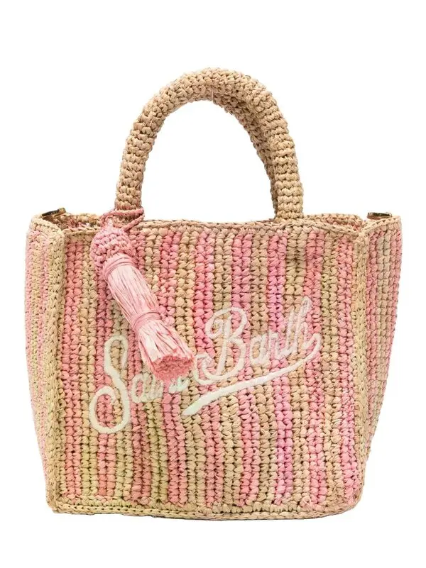 MC2 SAINT BARTH Mini Striped Woven Vanity Tote - Neutrals