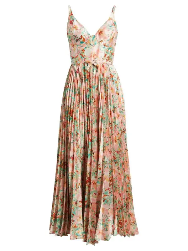 HUTCH Floral Pleated Sweetheart Neck Cocktail Dress - Multi Azalea Garden
