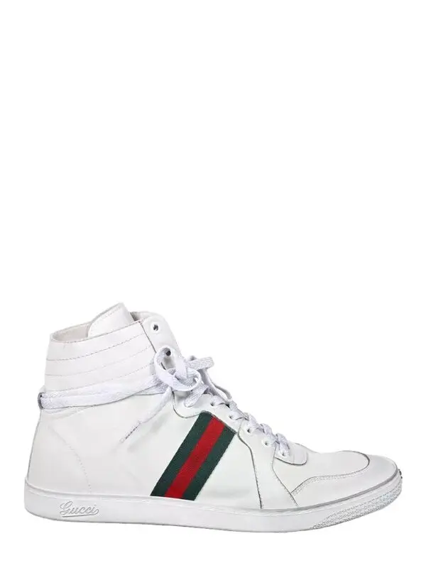 Gucci Web Stripe High-top Sneakers - White