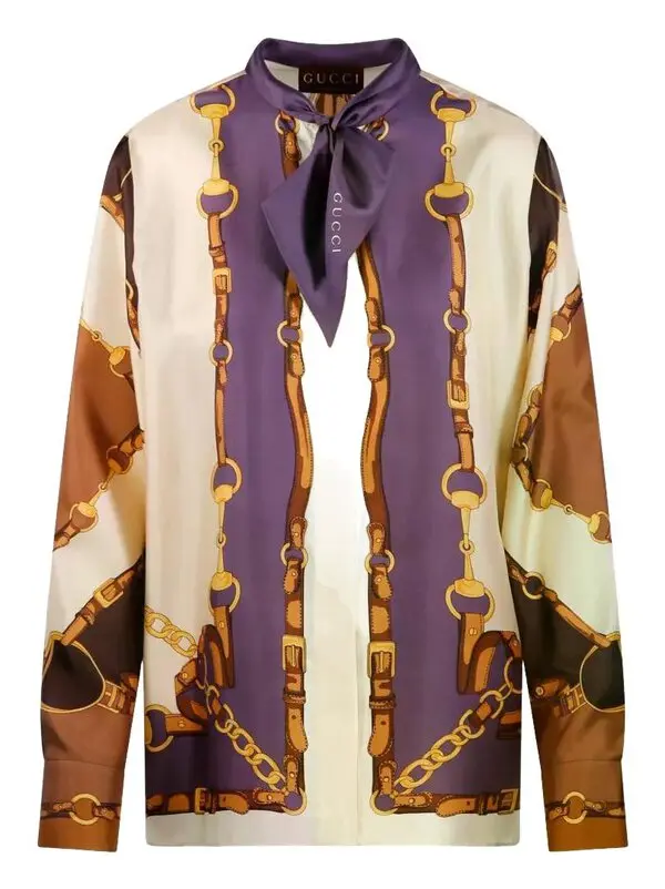 Gucci Printed Silk Shirt - Neutrals
