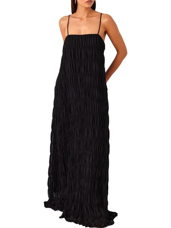 SNDYS Louisiana Smock Maxi Dress - Black