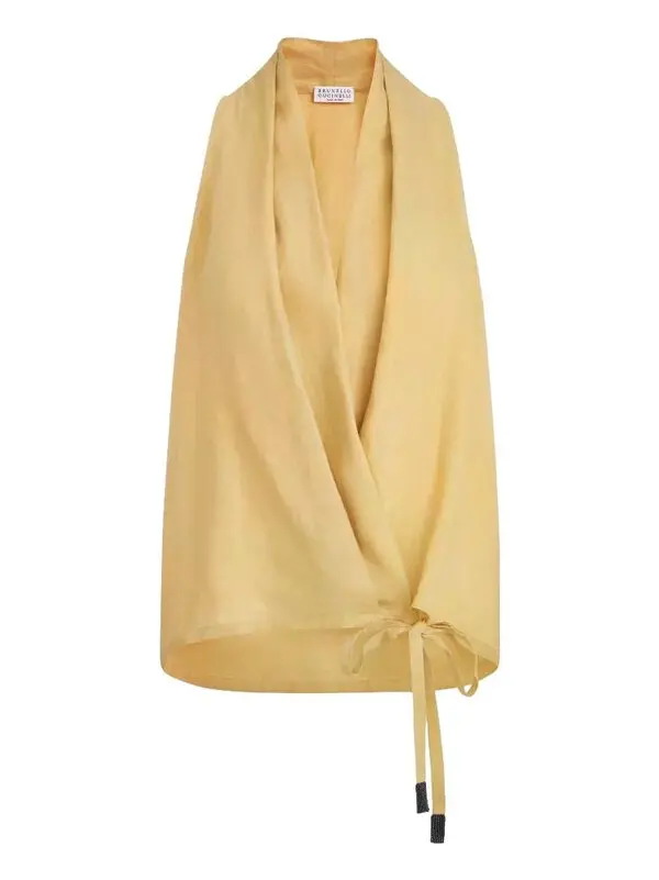 Brunello Cucinelli Linen Wrap Vest - Yellow