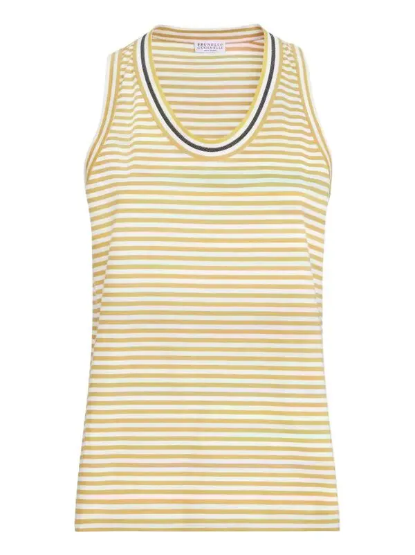 Brunello Cucinelli Striped Jersey Top - Yellow