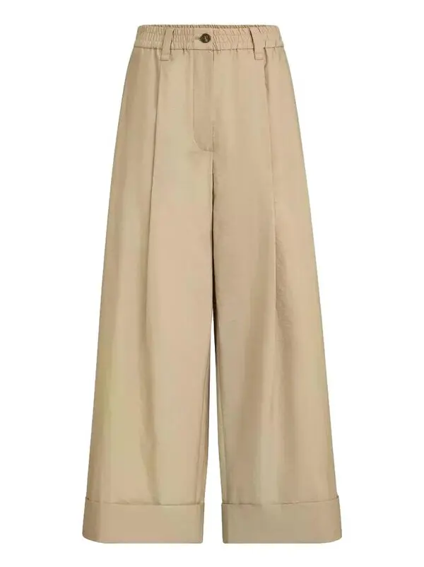 Brunello Cucinelli Techno Cotton Poplin Pleated Trousers - Neutrals