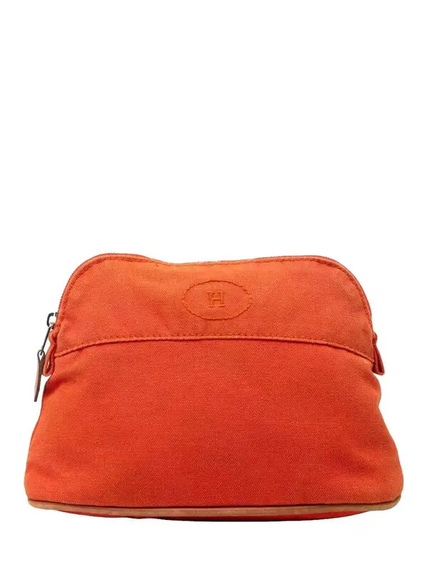 Hermès 2000-2020 Toile Bolide Trousse De Voyage Pouch Pm - Orange
