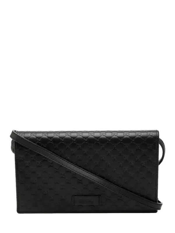 Gucci Microssima Wallet On Strap - Black