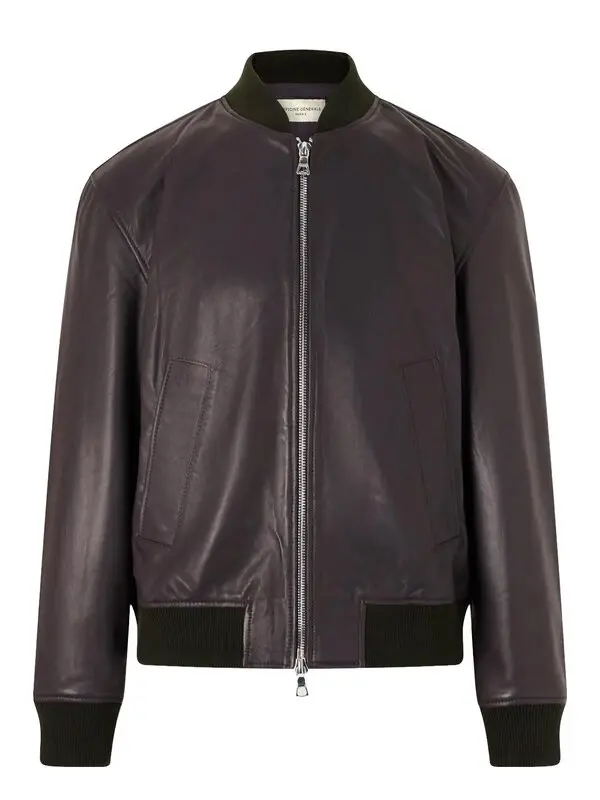 Officine Générale Maony Leather Jacket - Brown
