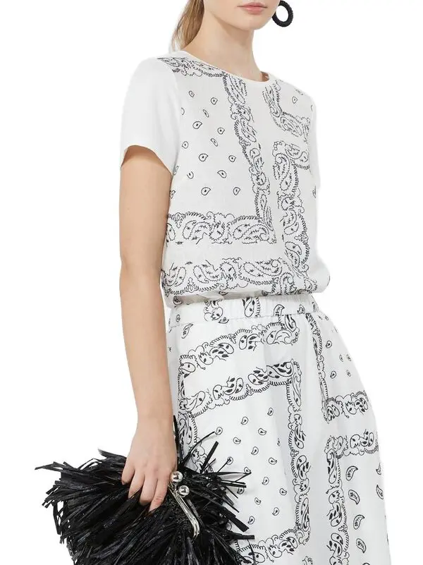 Max Mara Embroidered Mixed Media Top - White