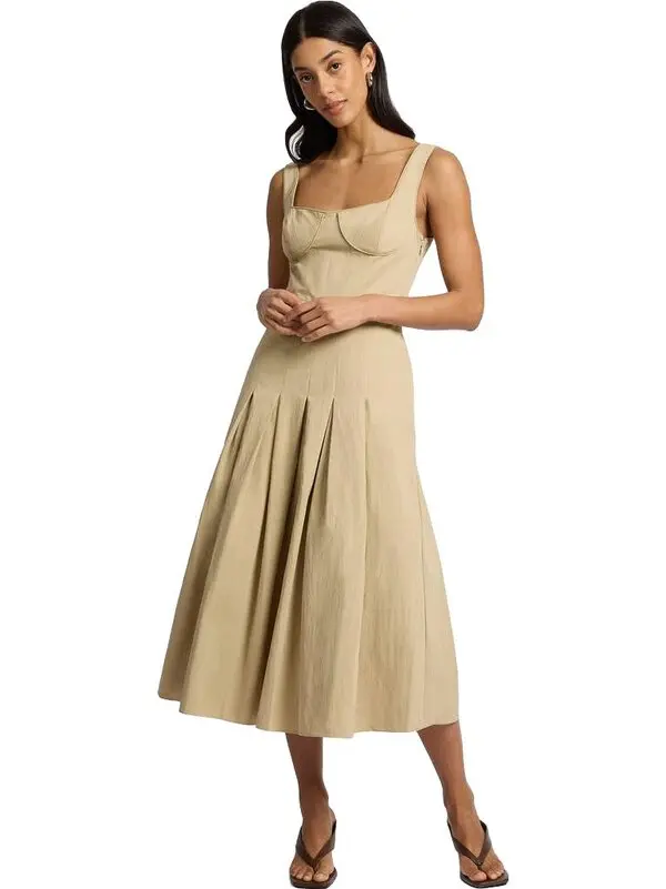 Onia Sweetheart Pleated Dress - Jute