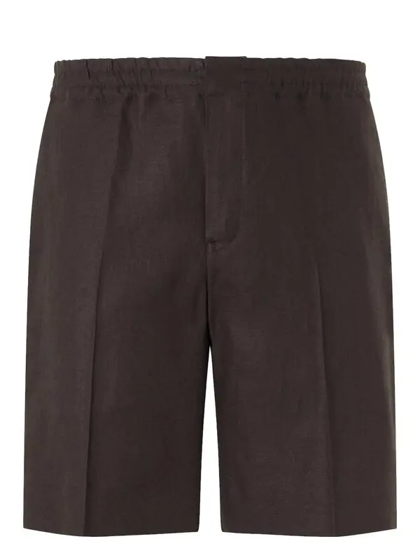 Zegna Straight-leg Linen Shorts - Brown